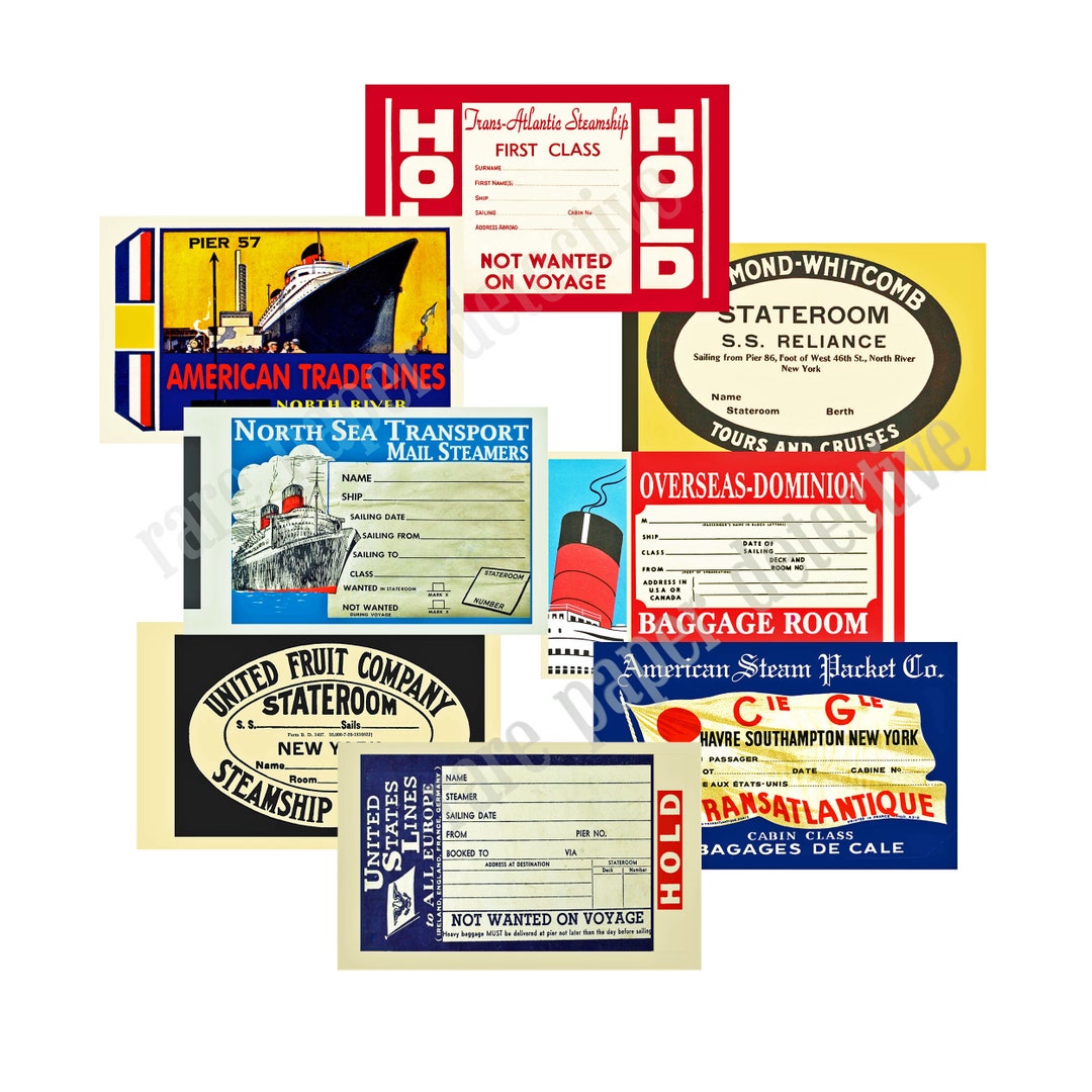 Travel Sticker Luggage Labels From the Golden Age of Travel, 8 Large ...
