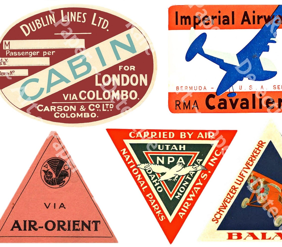 Luggage Label Stickers, Baggage Labels, Cut and Peel Sheet, Travel ...