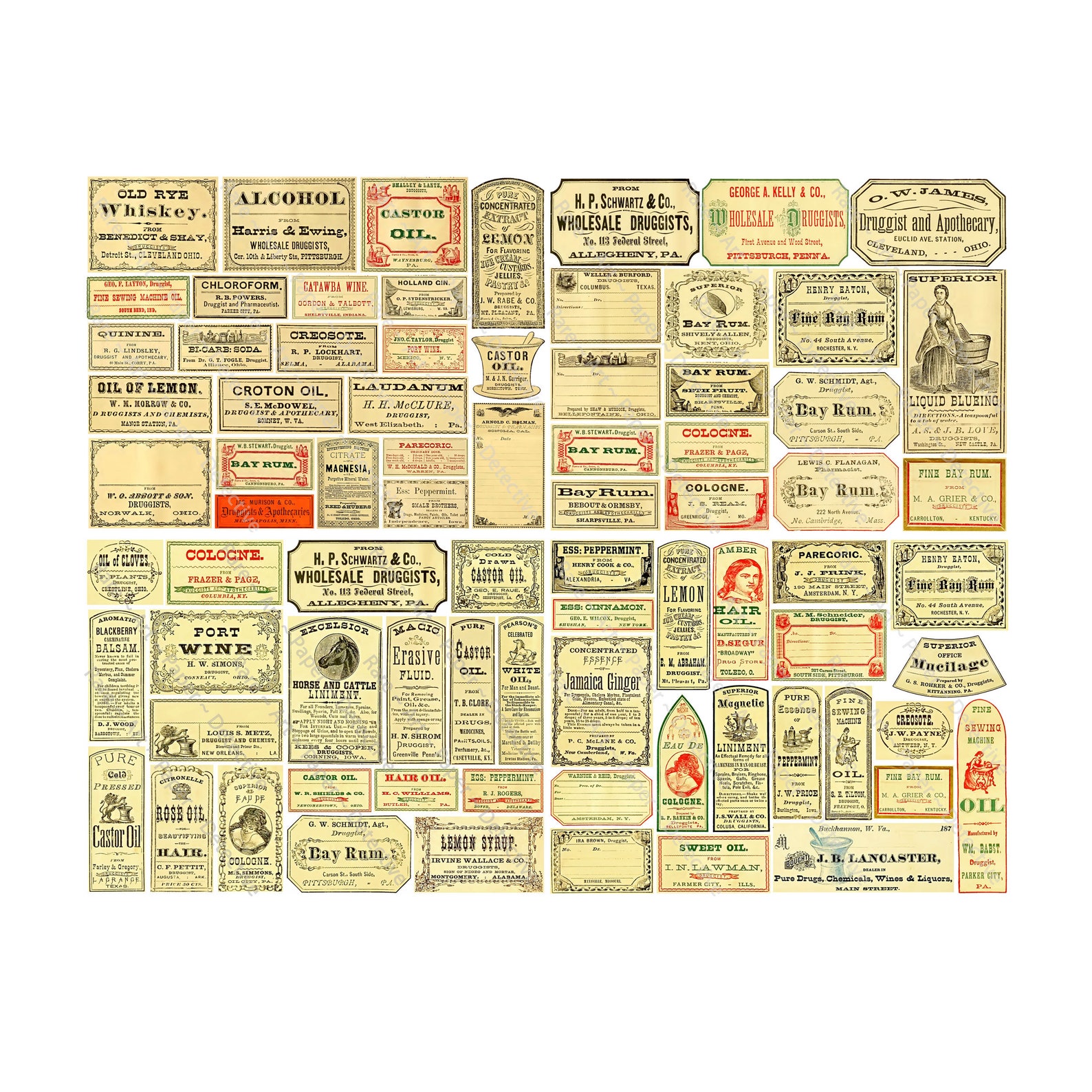 Apothecary Stickers for Bathroom Décor, 78 Pcs Set on 4 Cut & Peel ...
