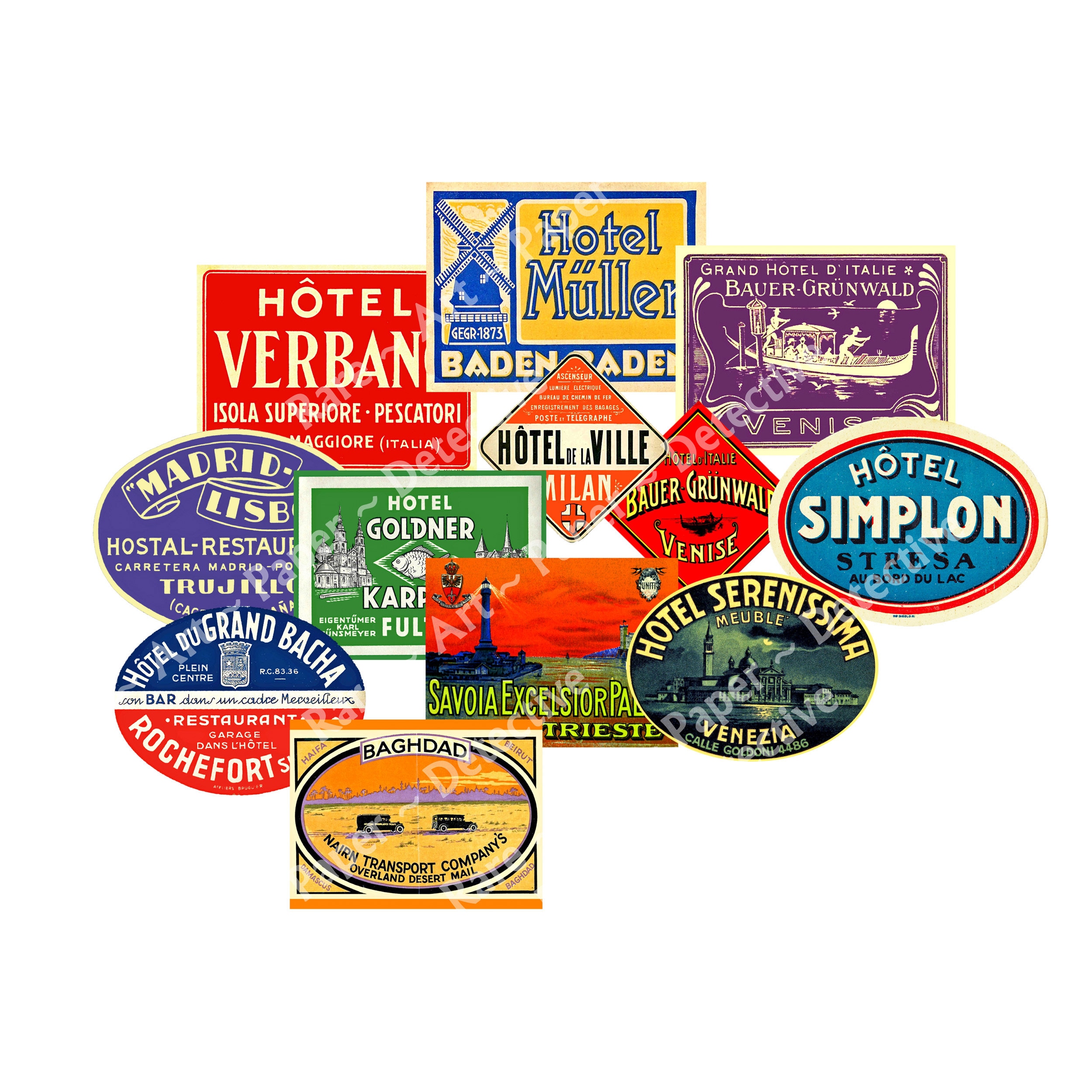 Steamer Trunk Stickers Luggage Labels Set of 12 Big & - Etsy