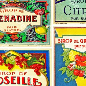 Kitchen Adhesive Stickers, Sirop De Citron, 8 Vintage French Graphics ...
