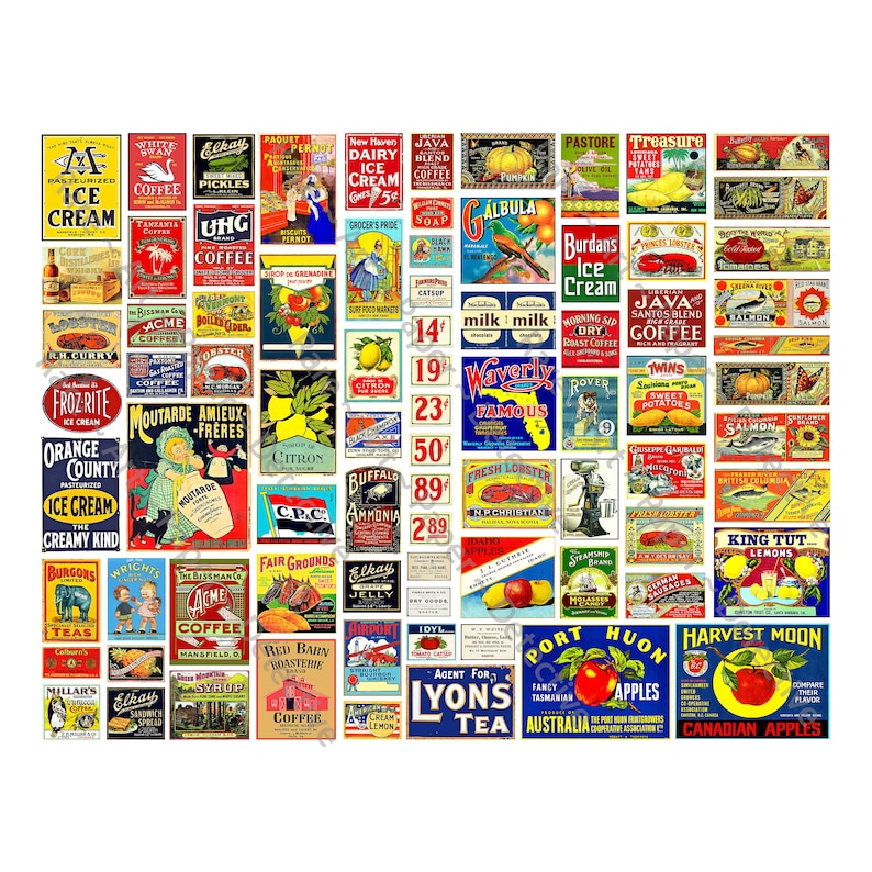 Huge Set of Dollhouse Miniature Signs & Advertising, 240 Multi Scale ...