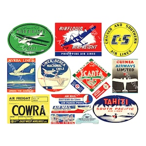 Airline Luggage Labels, STICKER Sheet, Airplane Decals, Plane Clip Art ...