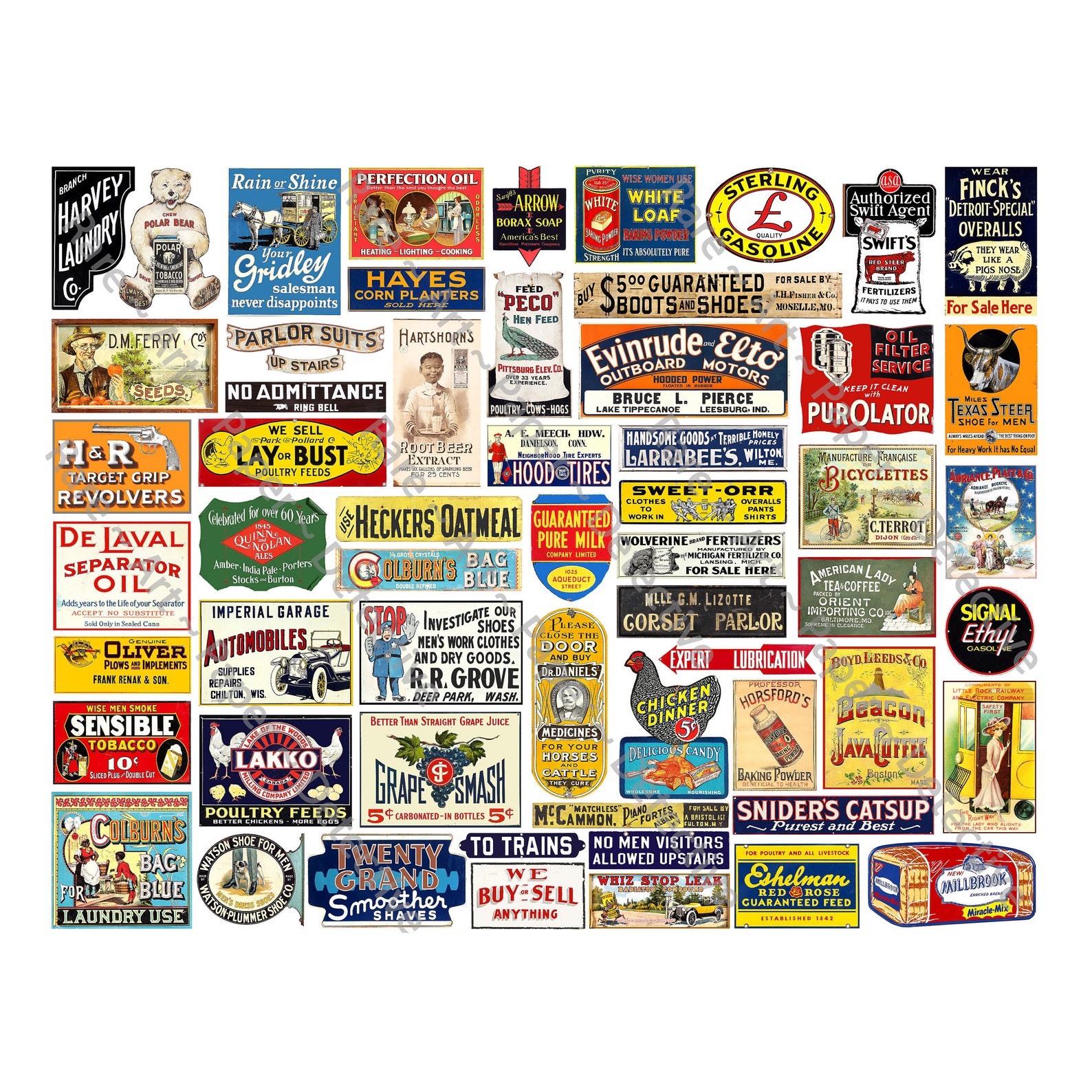 Model Railroad & Dollhouse Signs Sticker Sheet 55 Multi | Etsy