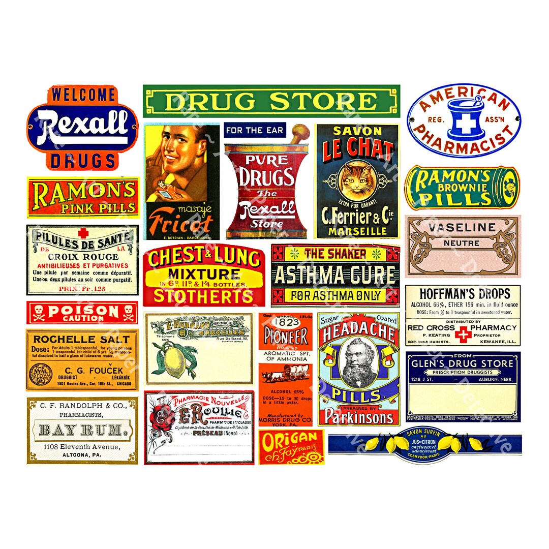 Sticker Apothecary Labels Creative Bathroom Décor Medicine Bottle Label ...