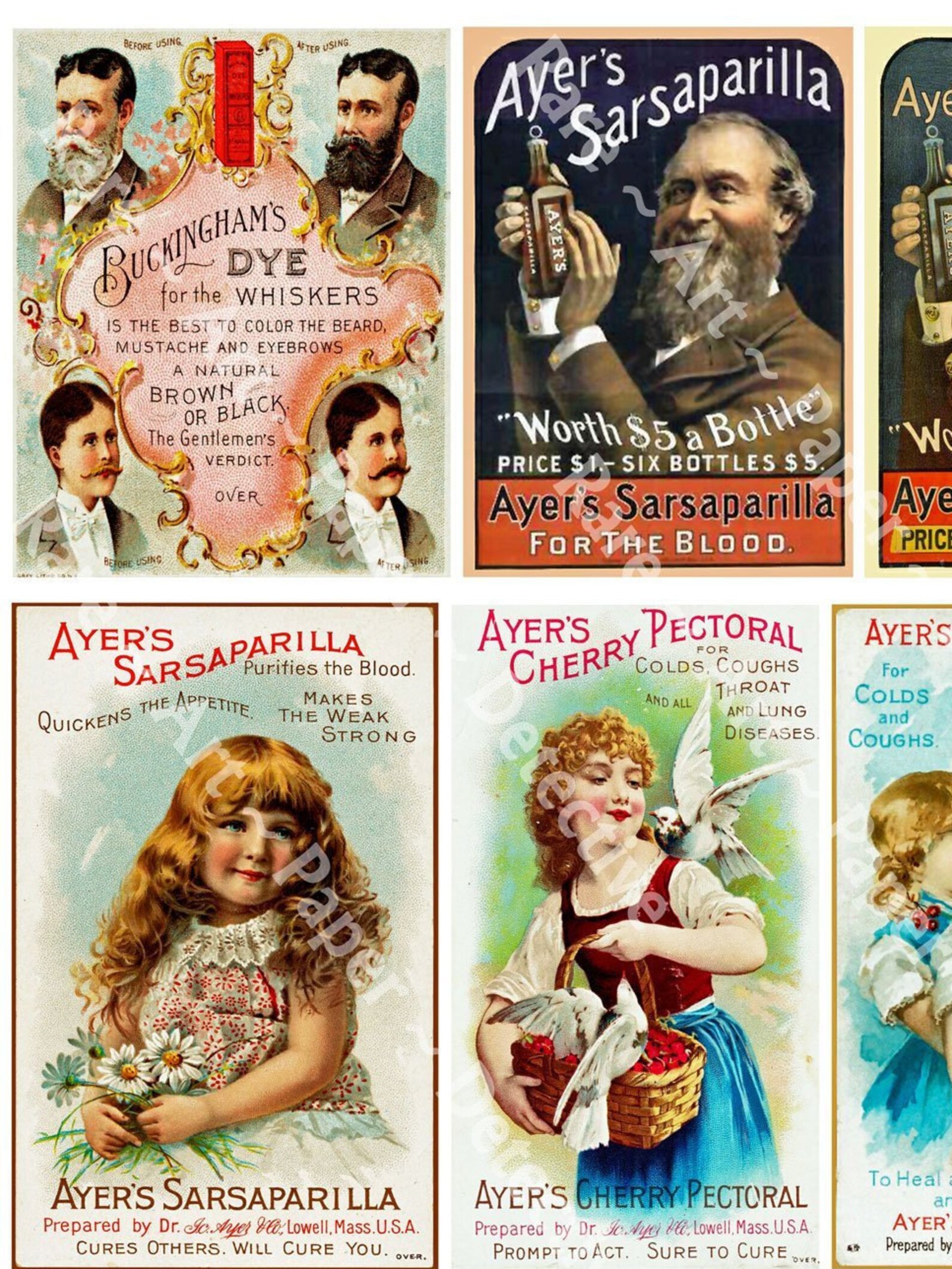 Apothecary Advertising Card Bundle, Collage Card Making Art Paper, 8 ...