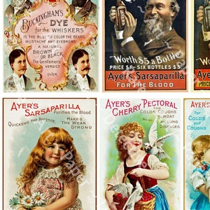 Apothecary Advertising Card Bundle, Collage Card Making Art Paper, 8 ...
