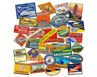 Luggage Stickers Steamer Trunk Labels 6 Big & Colorful - Etsy