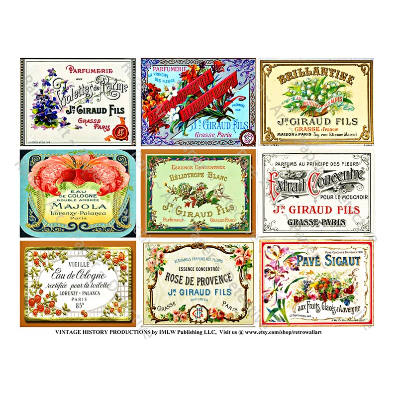 French Perfume Cologne Labels Sticker Sheet 9 Labels - Etsy