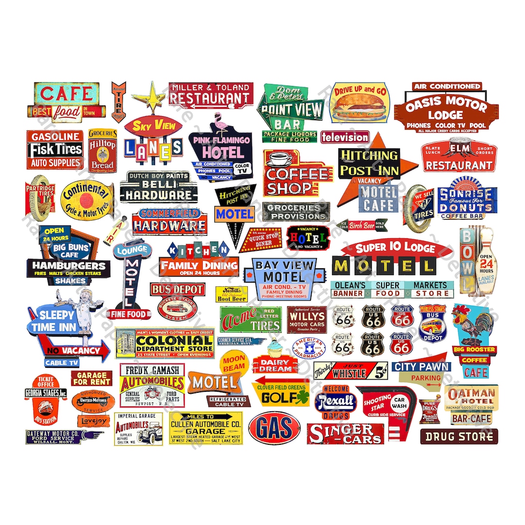 Model Railroad & Dollhouse Signs Classic 1950's Americana Roadside ...