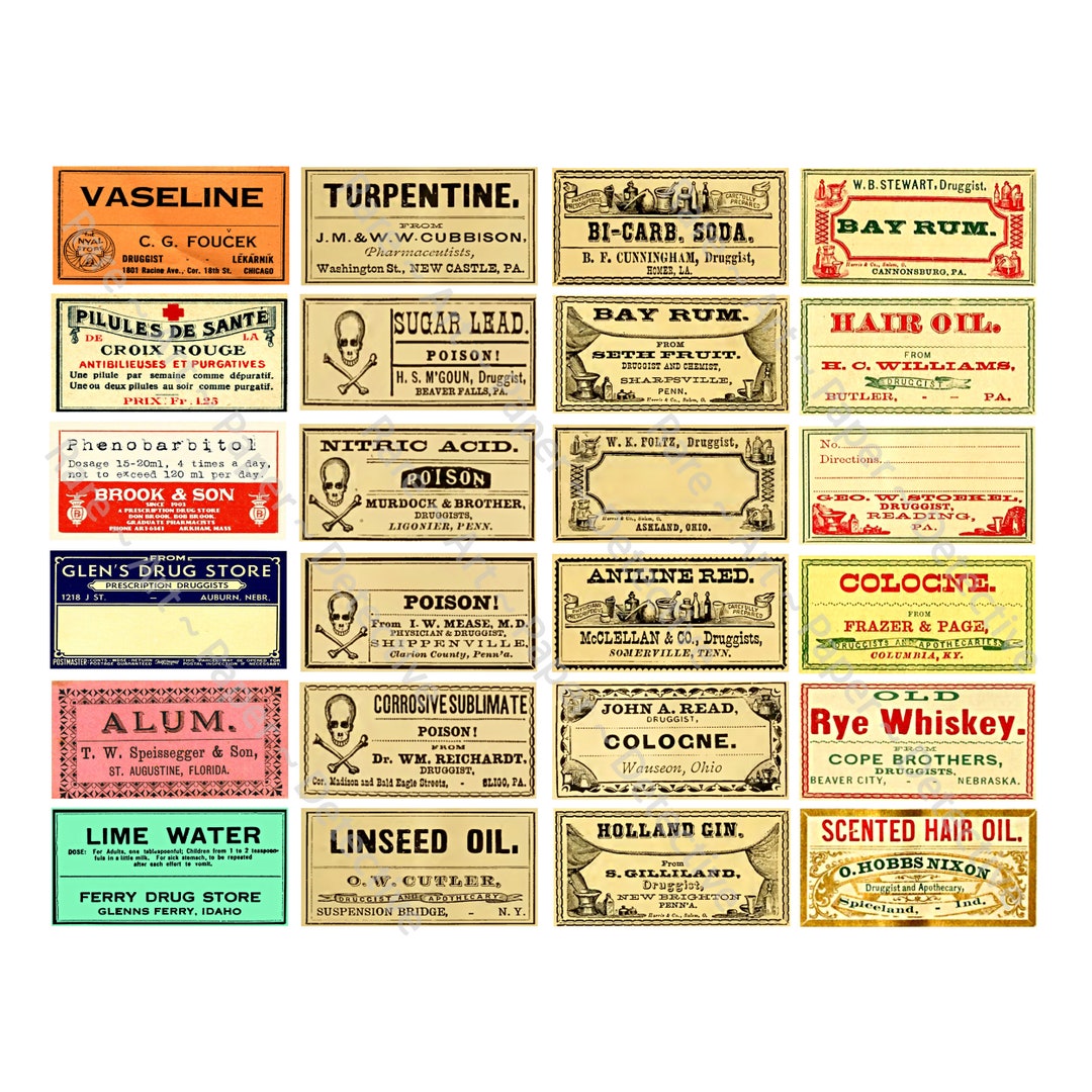 Antique Apothecary Cabinet Labels Medicine Cabinet Stickers Vintage ...