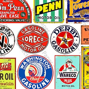 Oil Can Labels, Garage Clip Art Sticker Sheet, Tool Box Motor Oil ...