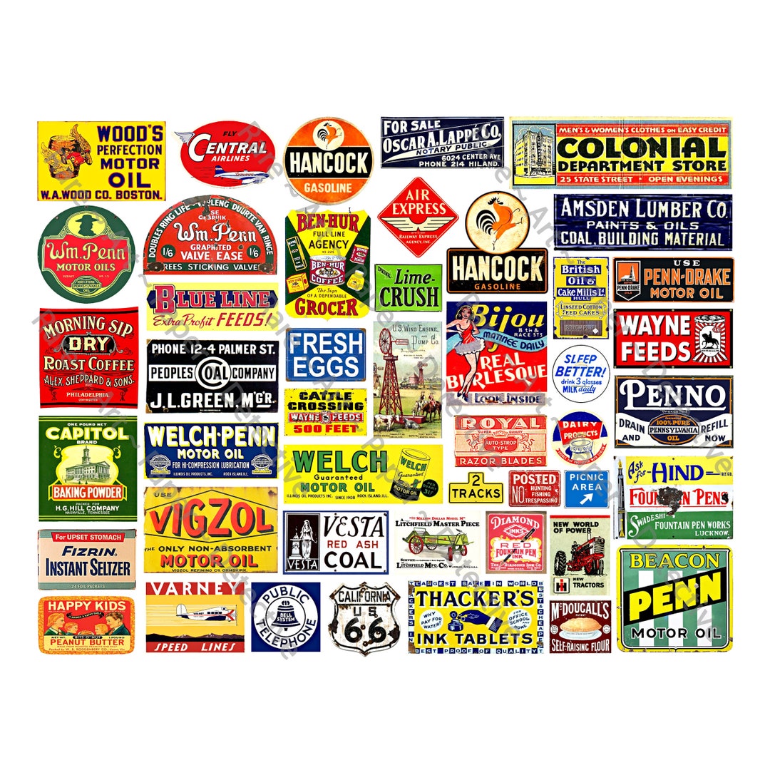 Model Railroad Signs, Sticker Sheet, 50 Coal, Oil, Farm and Advertising ...