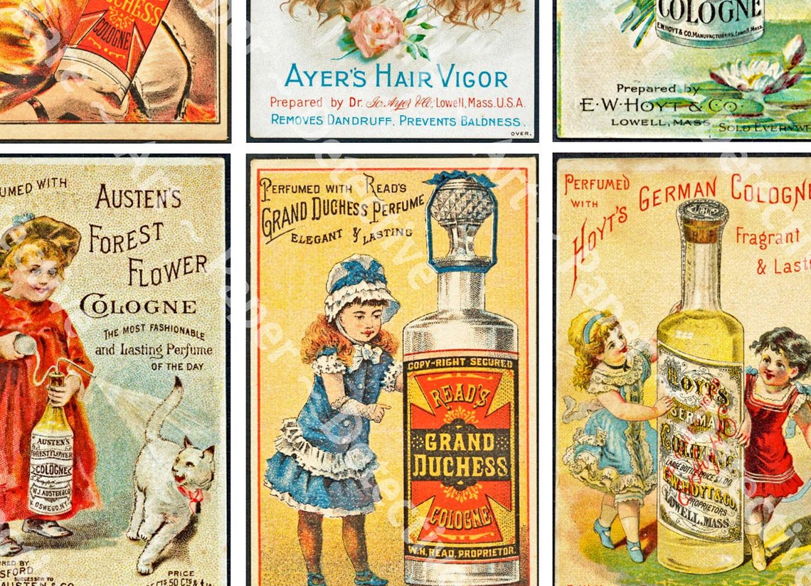 Perfume & Cologne Advertising Card Stickers, Collage Card Making Art ...