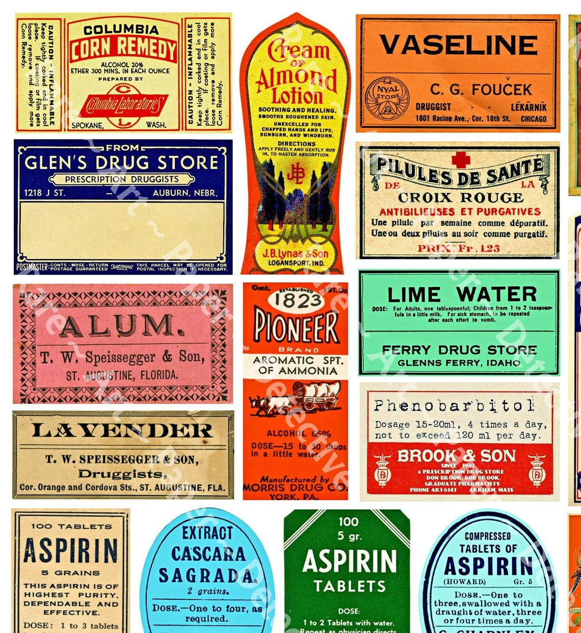 Medicine Bottle Label Stickers 18 Colorful Pharmacy Chemist - Etsy
