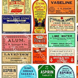 Medicine Bottle Label Stickers, 18 Colorful Pharmacy Chemist ...
