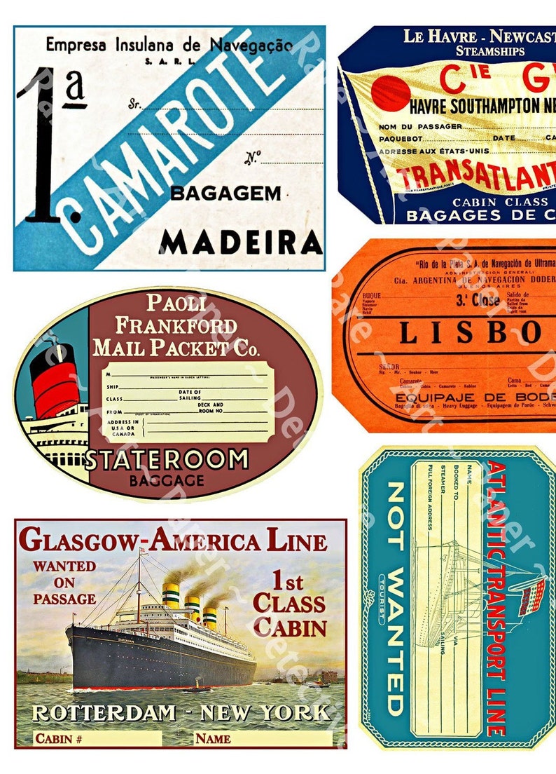 Travel Trunk Luggage Label Sticker Sheet 10 Baggage Tags | Etsy
