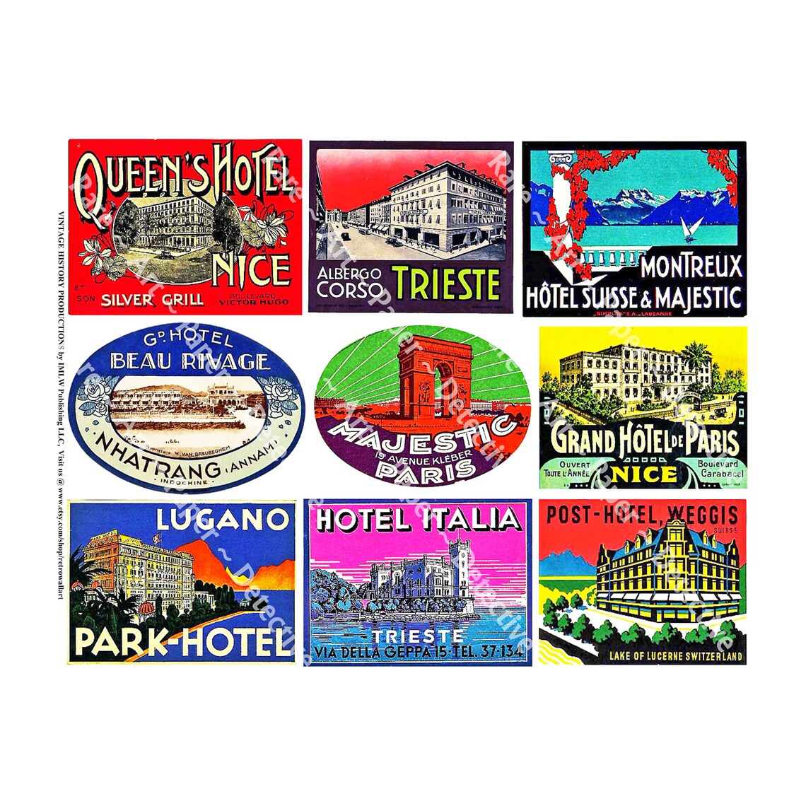 Hotel Luggage Labels Travel Theme Clip Art Sticker Baggage | Etsy