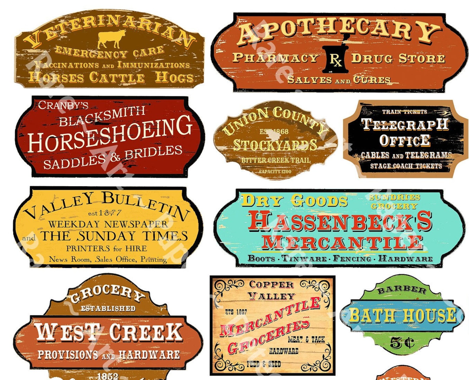 Old West Frontier Town Sign Stickers, Diorama, Model Railroad ...