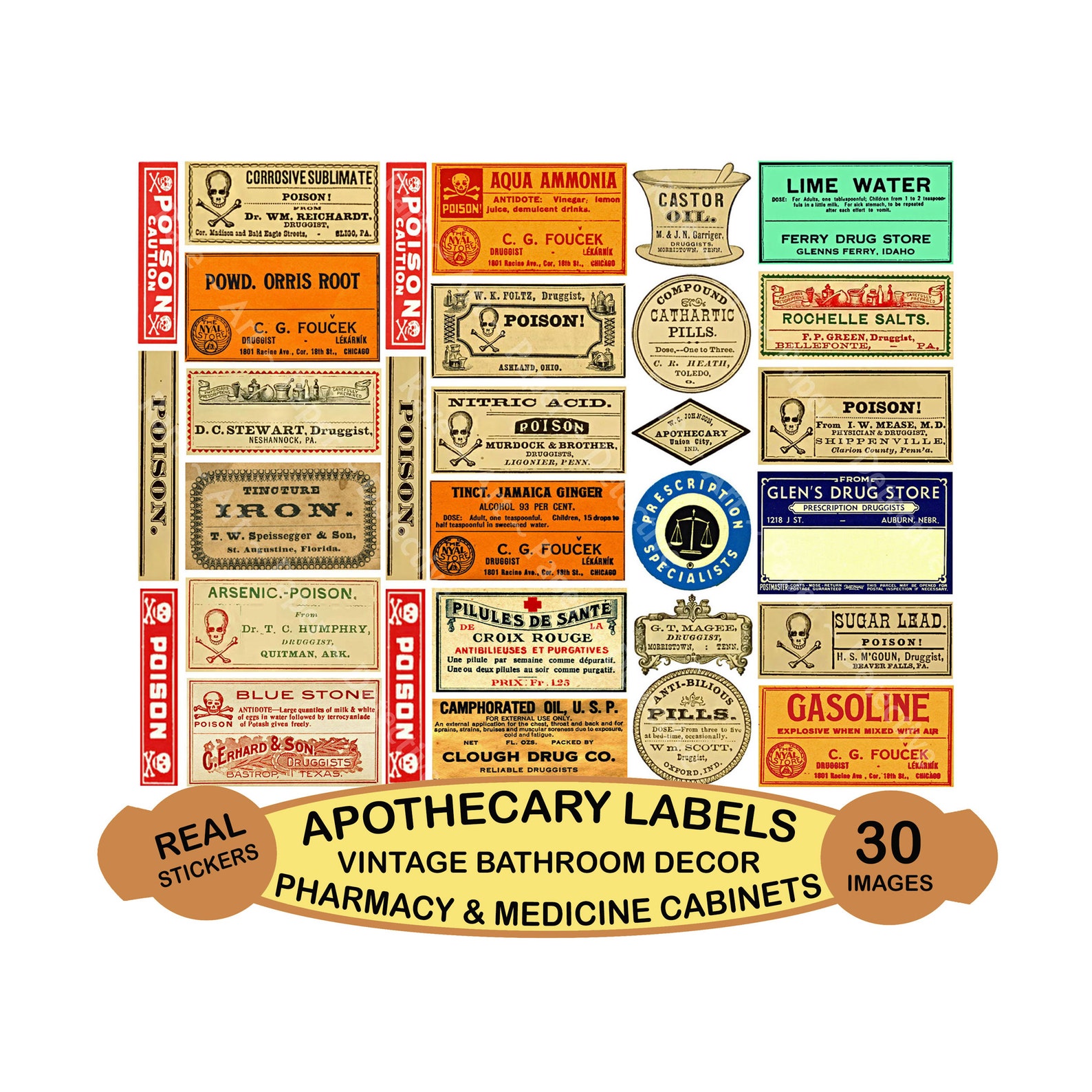 Apothecary Poison Labels 30 Halloween Bottle Stickers - Etsy
