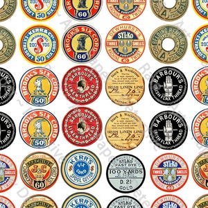 Sewing Machine Thread Spool Labels, 12 Designs, 48 Labels, Cotton Spool ...