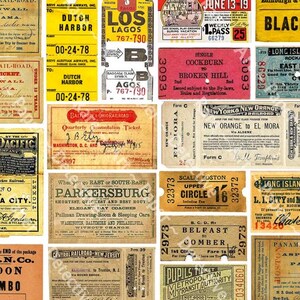 Train Ticket Stubs, Sticker Sheet, Railroad Ticket, Transportation Tags ...