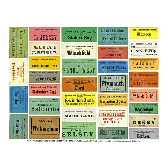 Vintage Train Luggage Tags