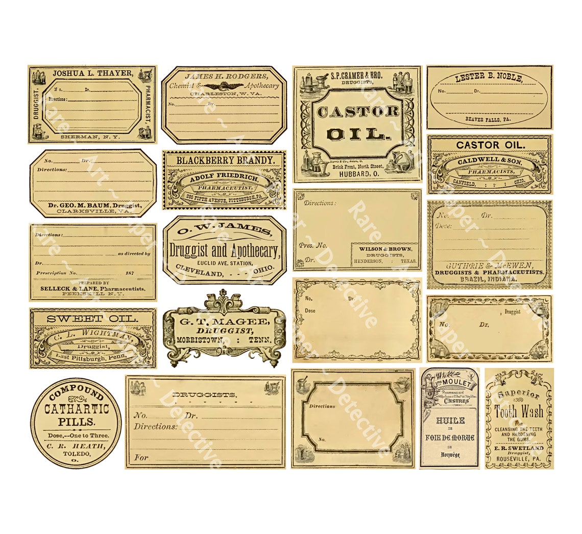 20 Apothecary Sticker Labels Vintage Pharmacy Potion Jar | Etsy