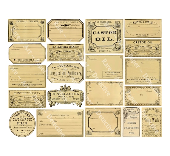 20 Apothecary Sticker Labels Vintage Pharmacy Potion Jar | Etsy