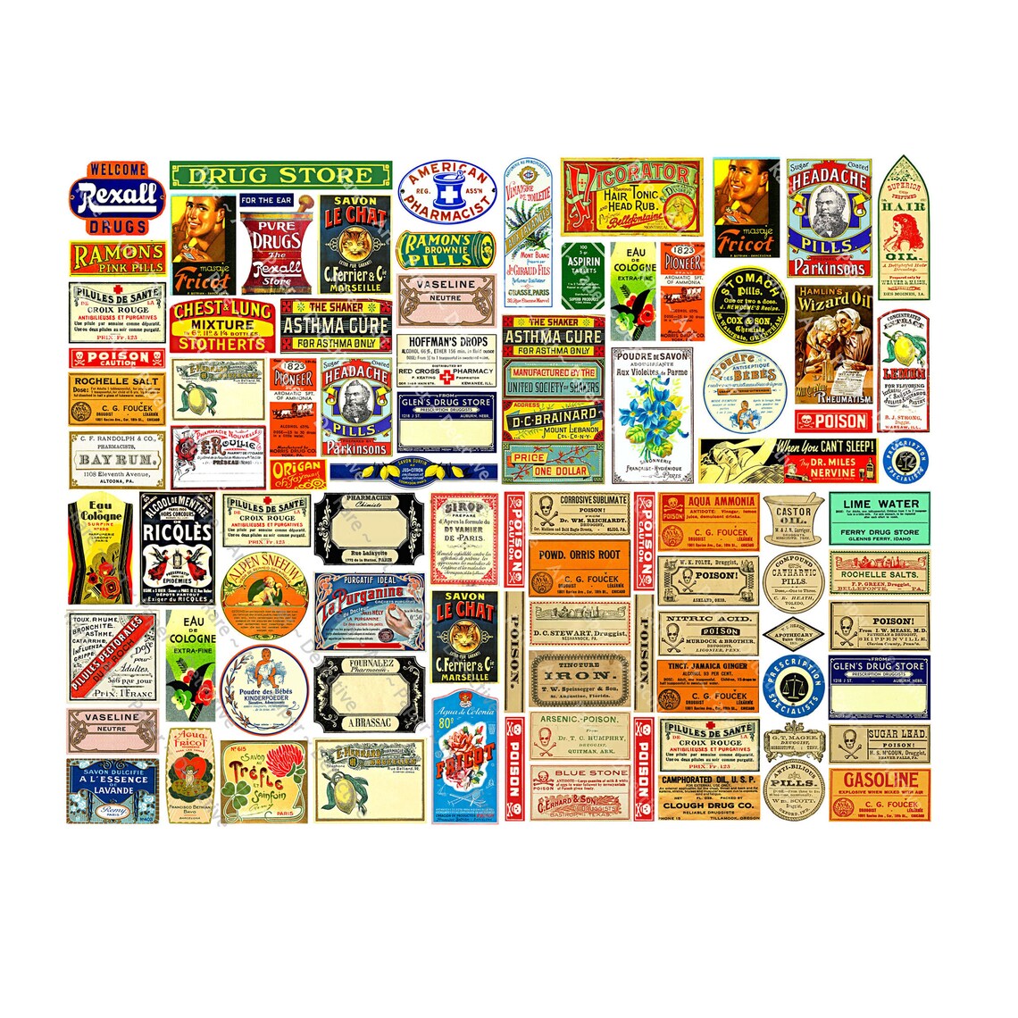 Colorful Medicine Cabinet Label Stickers, 90 Pcs Set on 4 Cut & Peel ...