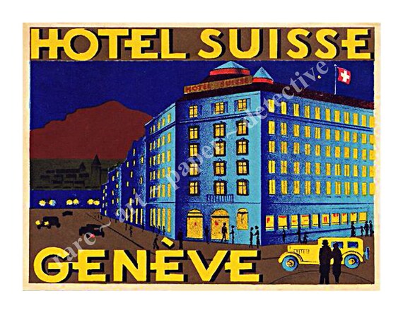 Geneva Switzerland Hotel Luggage Label Sticker Luggage | Etsy