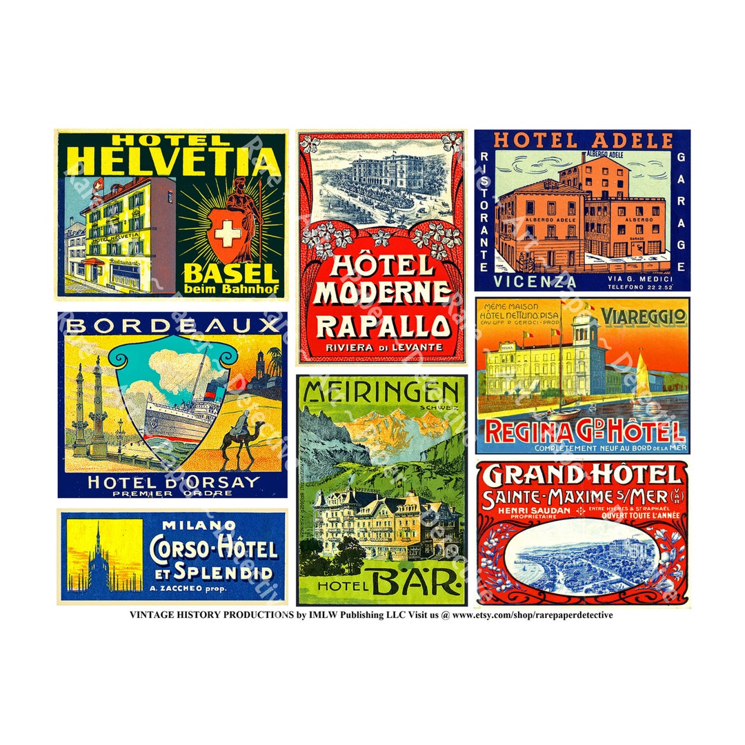Travel Luggage Labels, Hotel Label Stickers, Cut & Peel Sticker Sheet ...