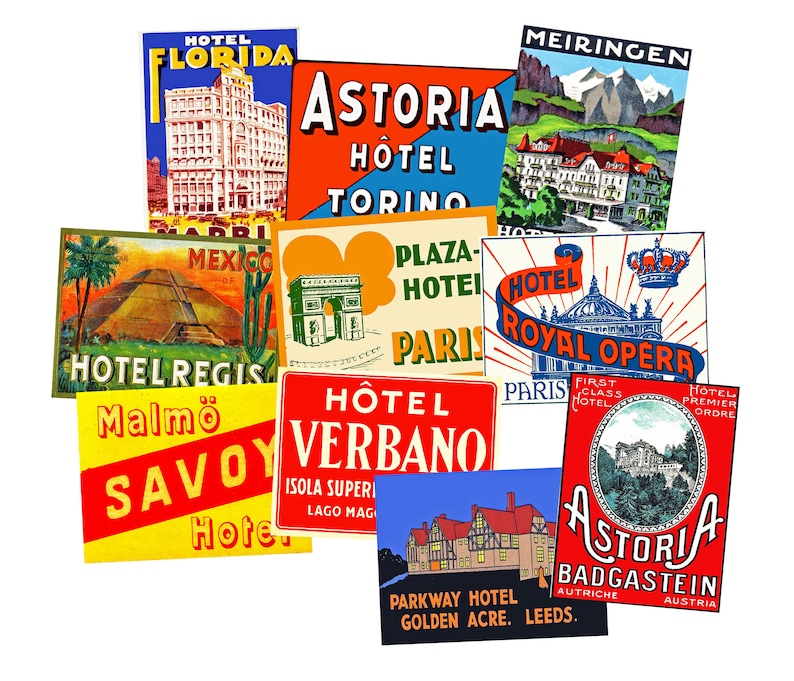 Travel Sticker Gift Set, 10 Hotel Luggage Label Stickers, Baggage ...