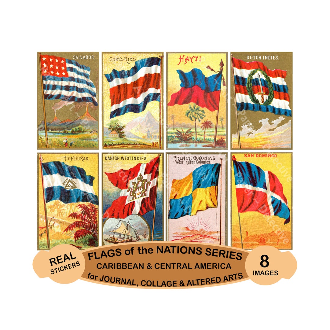 Flags of the Nations Stickers, Old Fashioned Flags, Caribbean and ...
