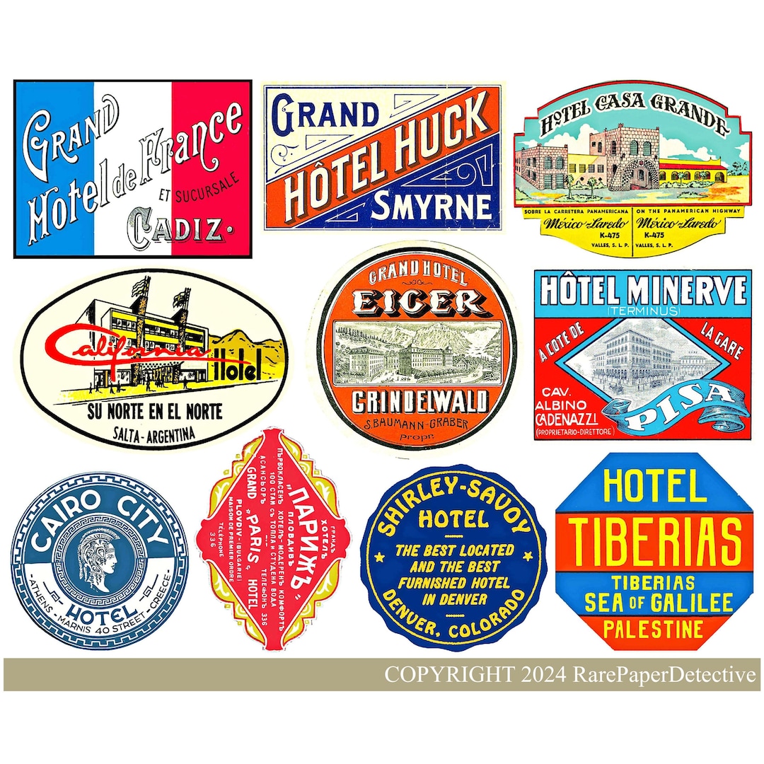Luggage Stickers for Baggage Tag Labels or Hotel Suitcase Decals Golden ...