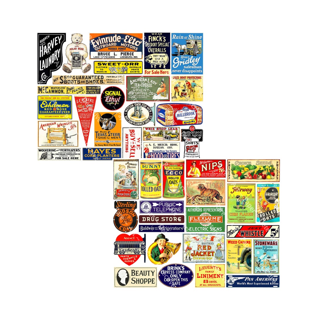 Diorama Advertising Signs, Dollhouse Miniature Advertising, Large Scale ...