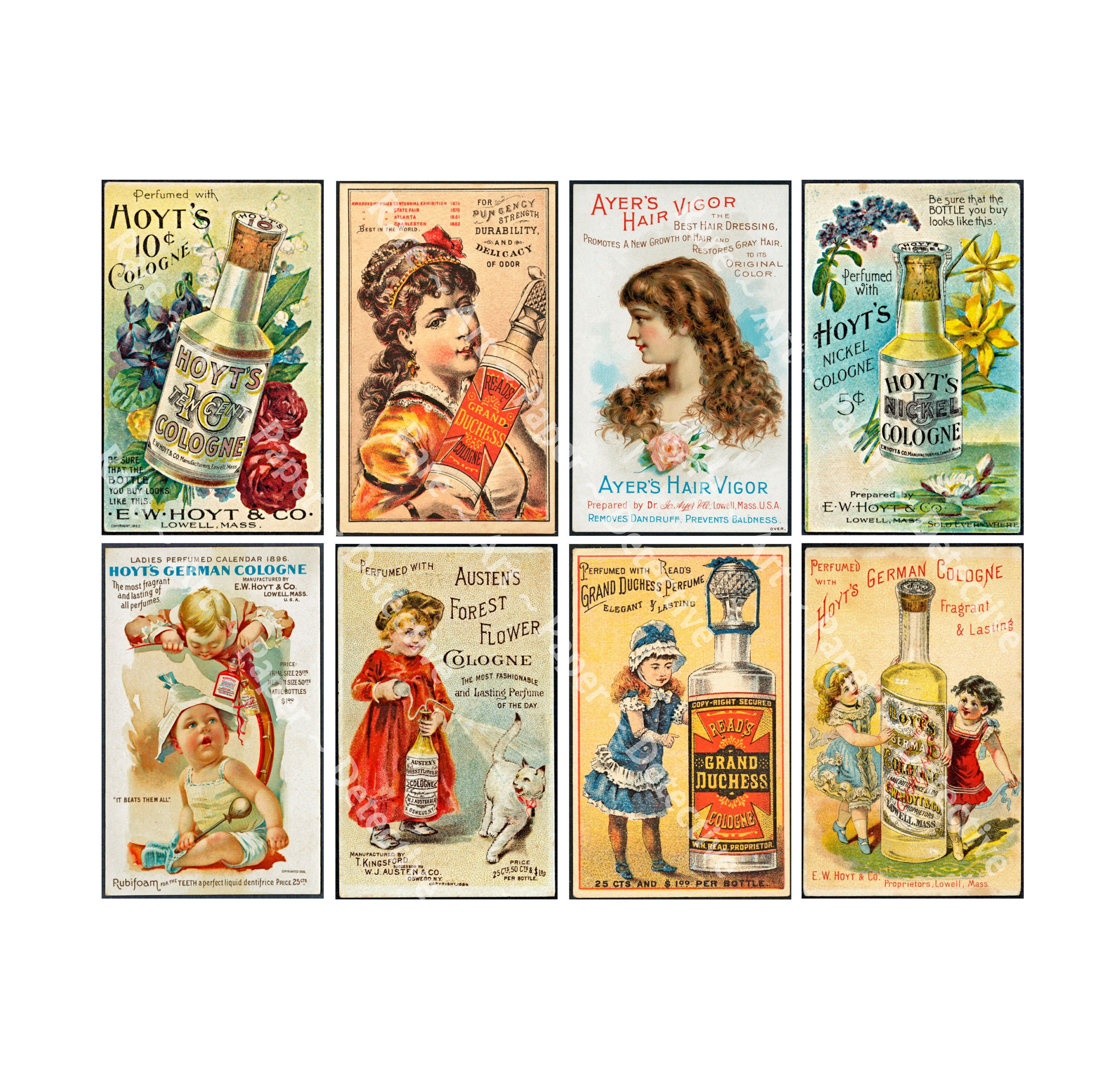 Perfume & Cologne Advertising Card Stickers, Collage Card Making Art ...