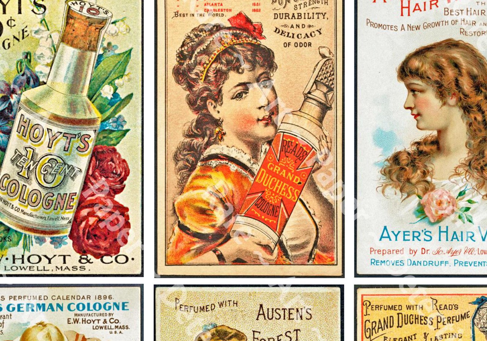 Perfume & Cologne Advertising Card Stickers, Collage Card Making Art ...