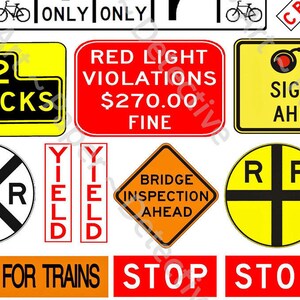 Highway & Roadway Signs for Travel Theme Journals, Party Decor, Garage ...