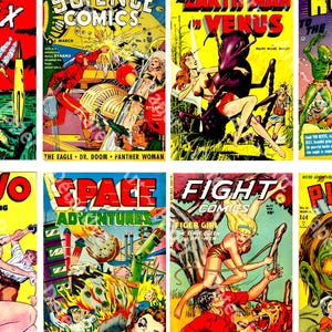 Sci-fi Comic Book Cover Stickers, Classic Science Fiction Vintage ...
