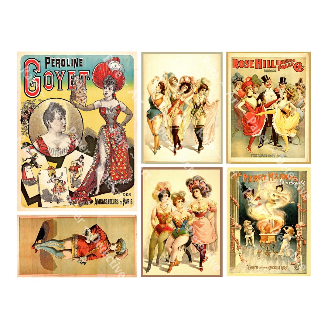 Burlesque Advertising Collage Cabaret Show Pin Ups Poster Risqué Show ...
