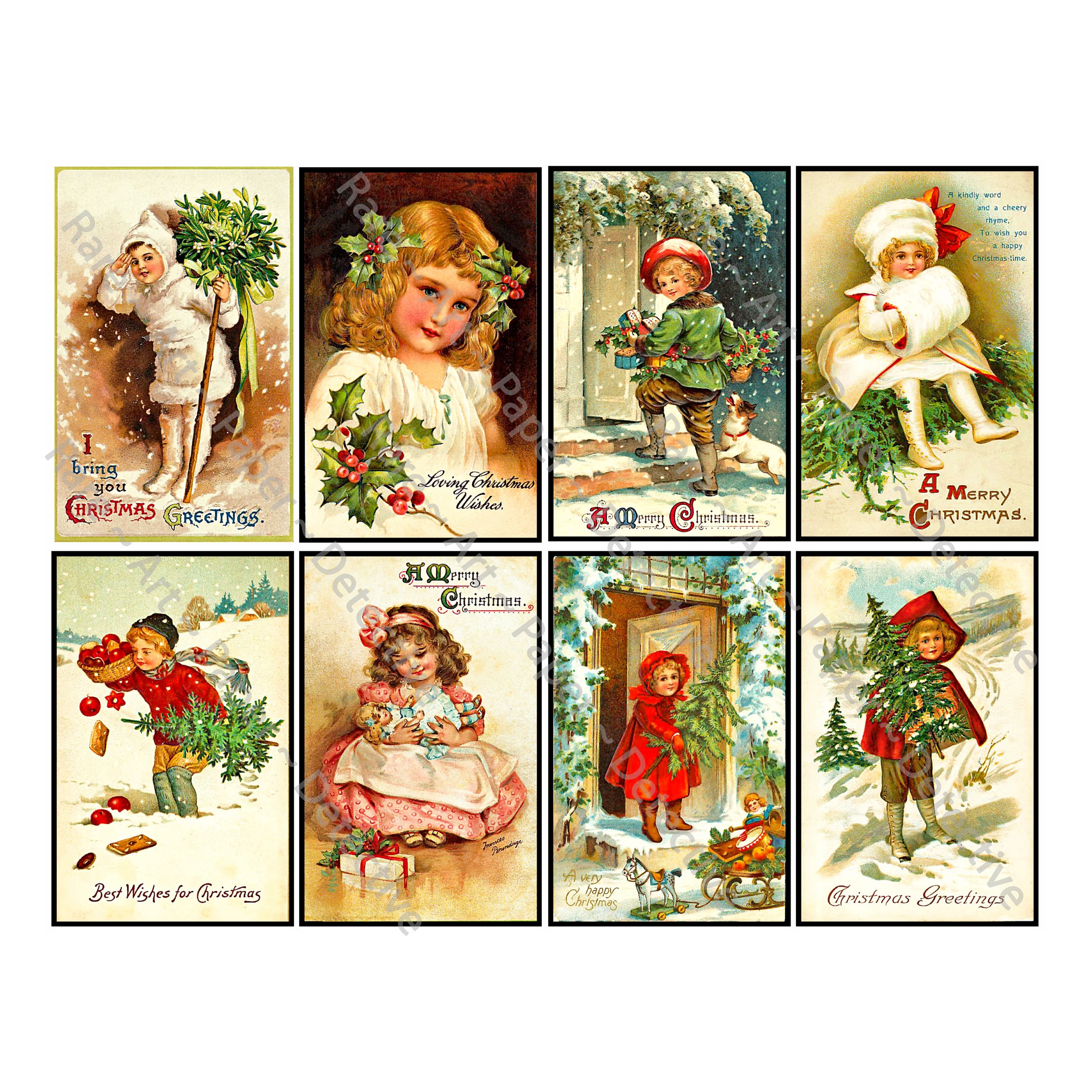 Vintage Christmas Stickers Retro Style 8 Old Fashioned - Etsy