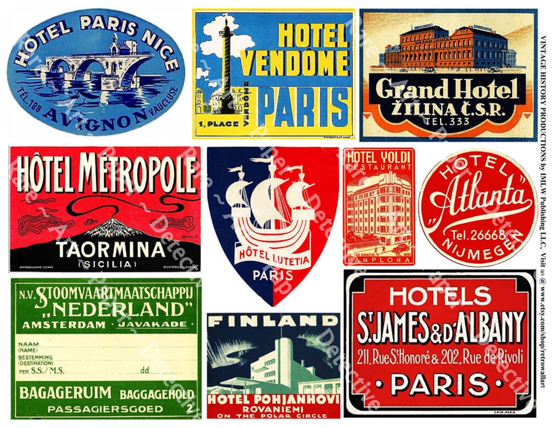 Hotel Luggage Labels Printed World Hotel Tags Paris France - Etsy