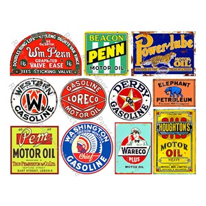 Motor Oil Labels & Gasoline Decals, Huge 48 Pcs Set on 4 STICKER SHEETS ...