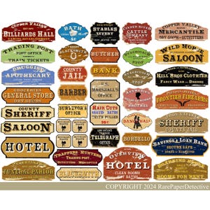 39 Frontier Town Sign Stickers for Old West Miniatures Model Train ...