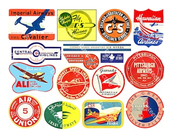 Airline Baggage Stickers | Etsy