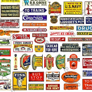 Model Railroad & Dollhouse Signs, Sticker Sheet, 150+ Multi Scale Hobby ...