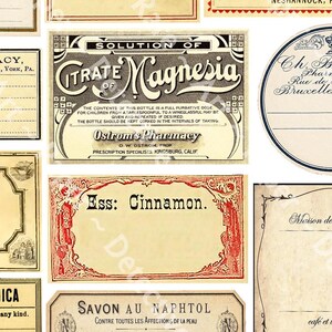 Antique Apothecary Label Sticker Sheet Medicine Bag Pharmacy Pill ...