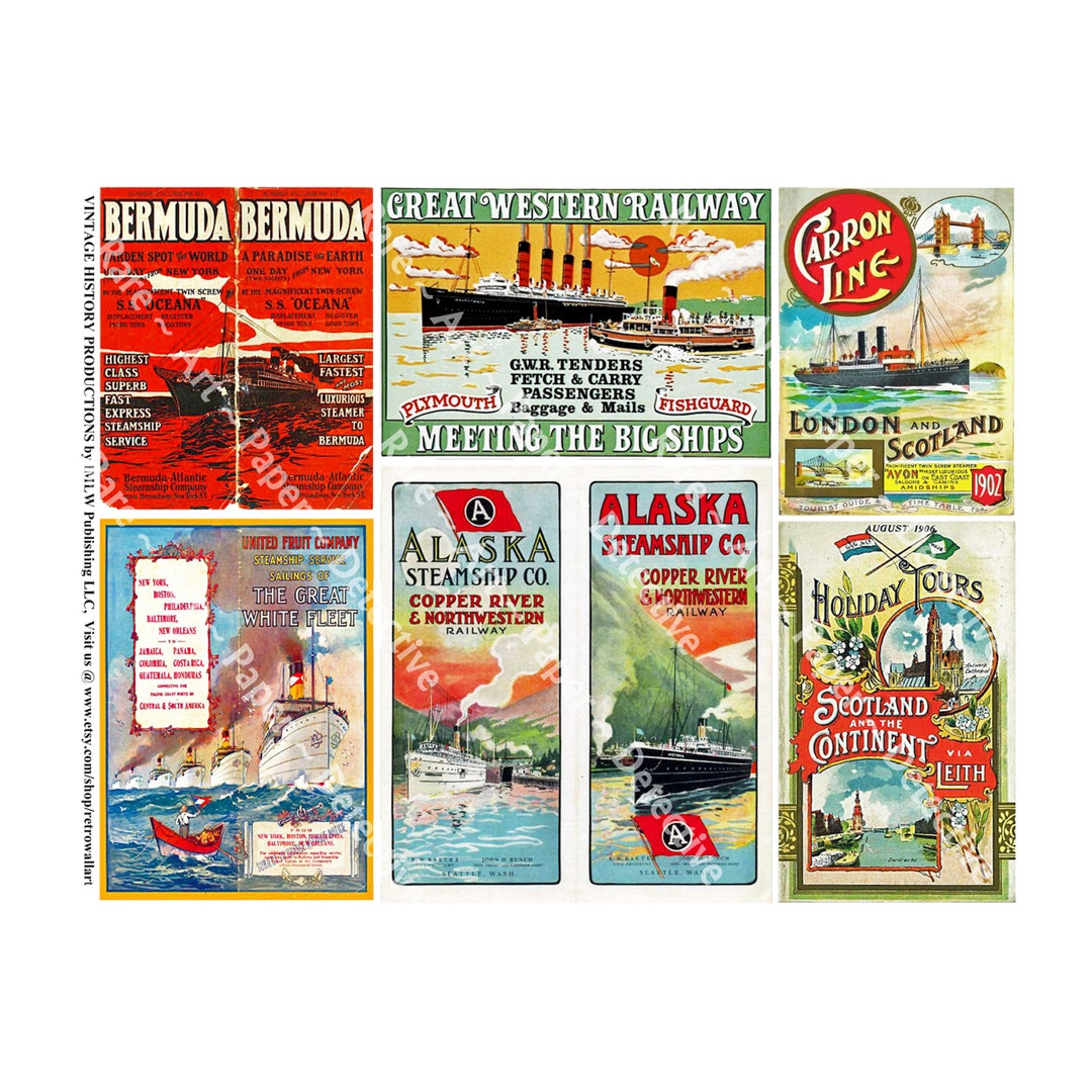 Steamship Stickers, a Mini Collection of Old Fashioned Travel Papers ...