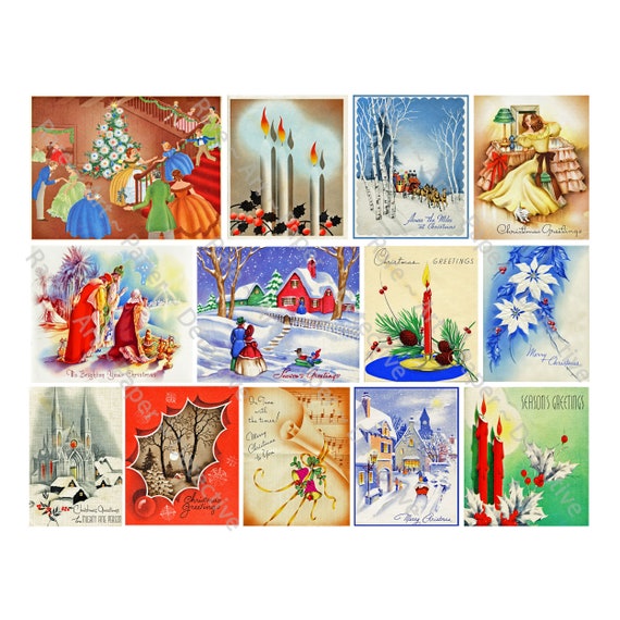 Christmas Stickers for Envelope & Gift Seals 13 Tags Elegant - Etsy